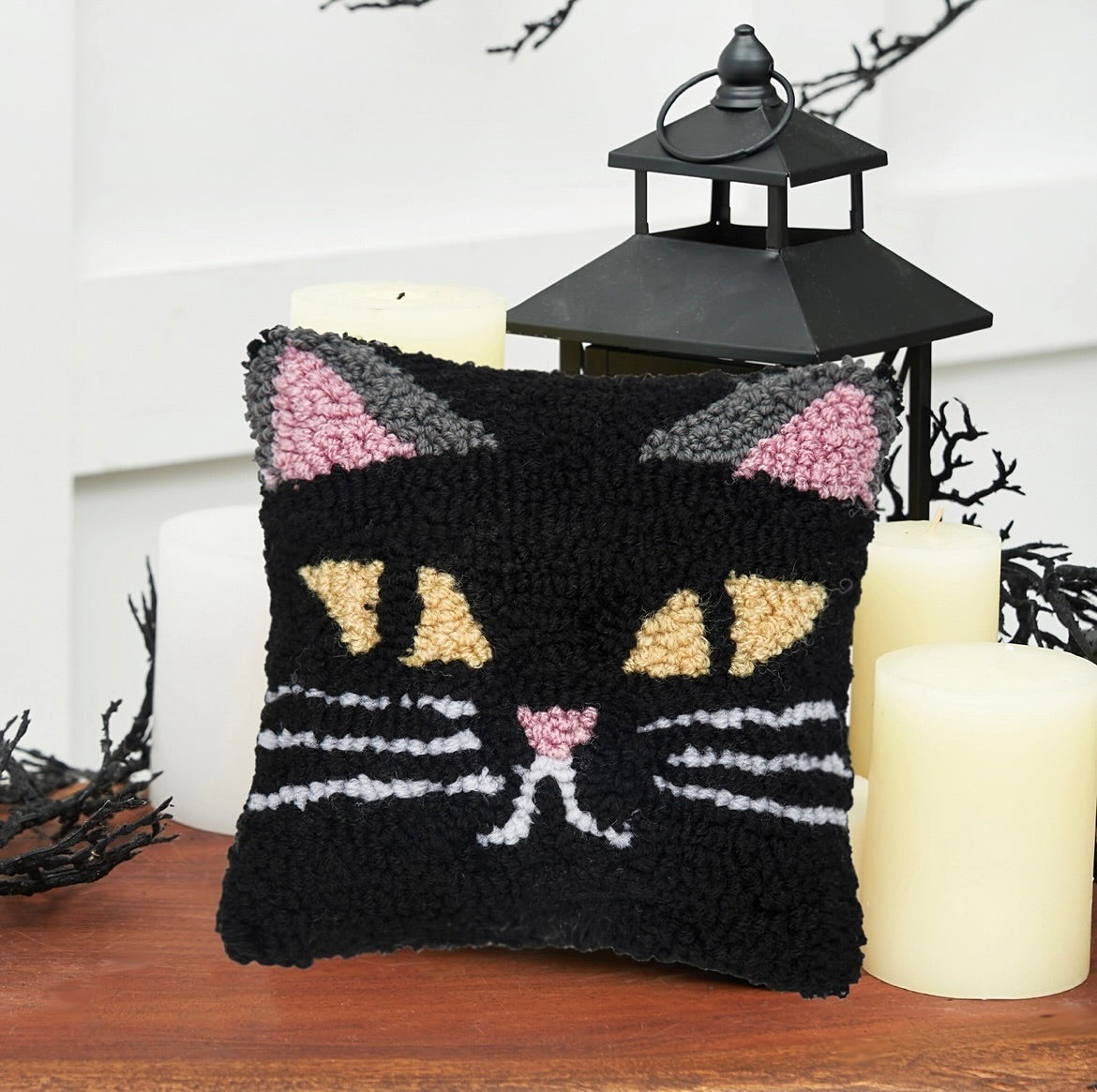 Spooky Cat Face Petite Pillow – WEASEL WEAR